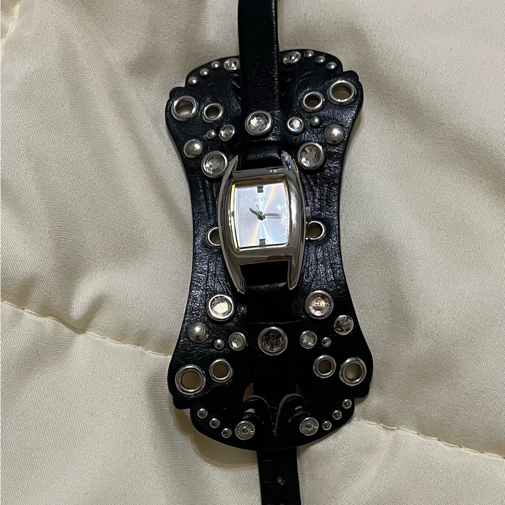 Vintage Guess Grunge Watch With Leather Wrist Band, 9… - Gem